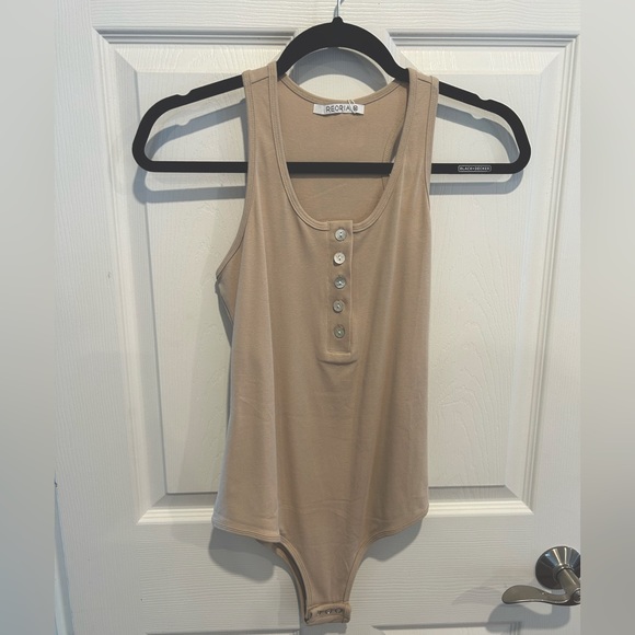 Amazon | Tops | Tan Bodysuit Button Down New With Tag | Poshmark
